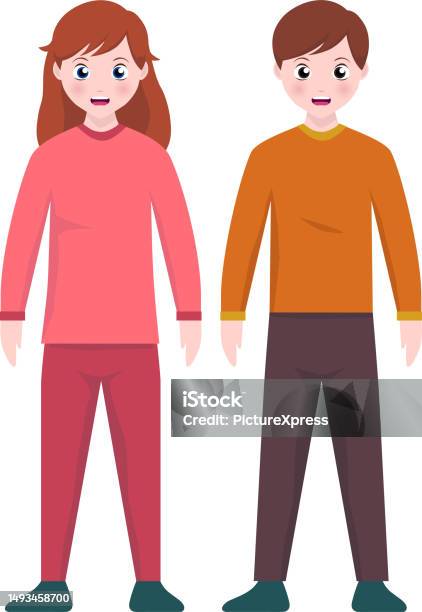Lakilaki Dan Perempuan Kakak Dan Adik Ilustrasi Stok Unduh Gambar