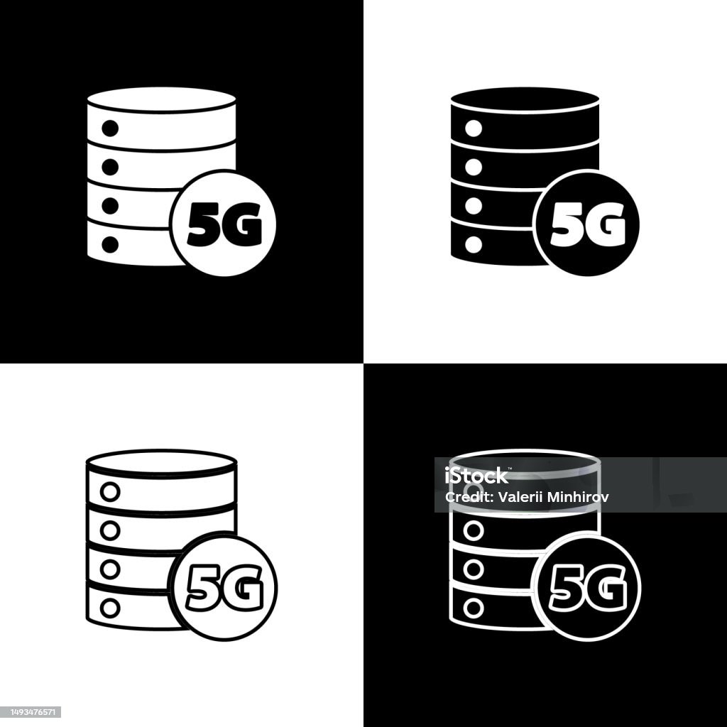 Set Server 5g New Wireless Internet Wifi Connection Icon Isolated On