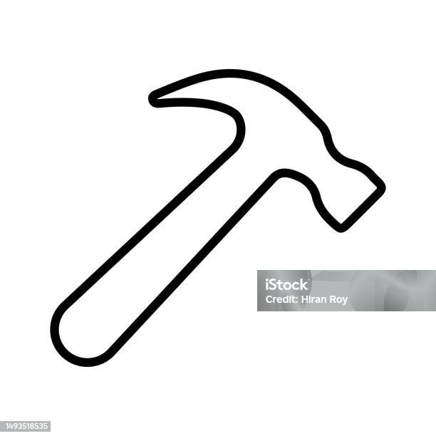 Marteau Réparation Icône Doutils Ligne Symbole De Contour Vecteurs