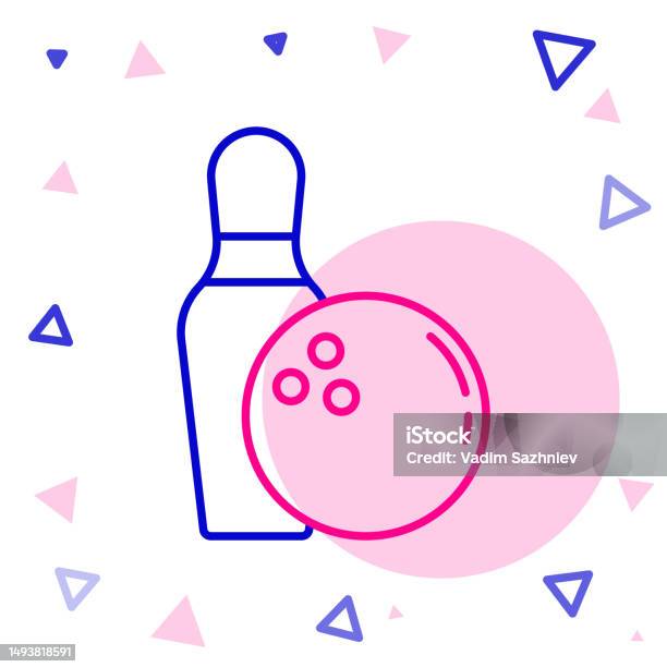 Line Bowling Pin Dan Ikon Bola Terisolasi Pada Latar Belakang Putih