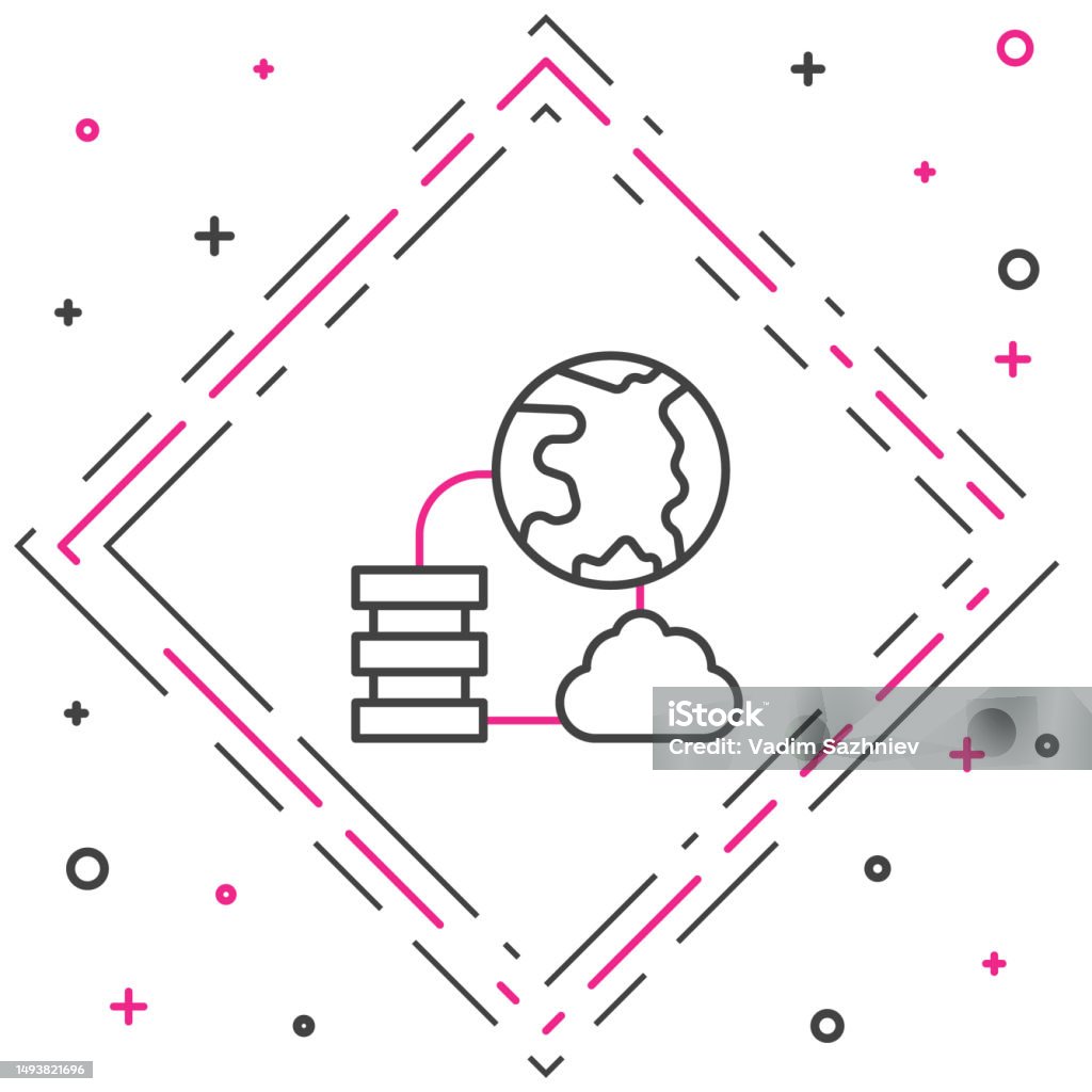 Line Network Cloud Connection Icon Isolated On White Background Social Technology Cloud
