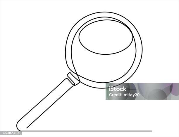 Loupe En Dessin Continu Dune Ligne Concept Danalyse Daffaires Dans Un