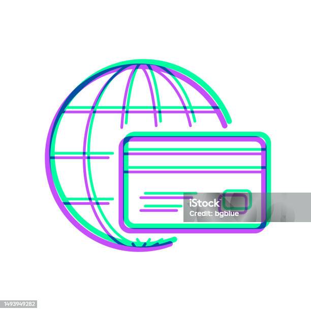 Paiement International Icône Avec Superposition De Deux Couleurs Sur