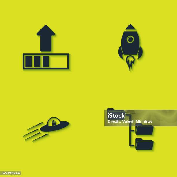 Set Loading Folder Tree Ufo Flying Spaceship And Alien And Rocket With ... Set Loading Folder Tree Ufo Flying Spaceship And Alien And Rocket With ...