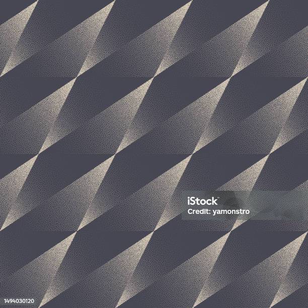 Tilted Triangular Structure Seamless Pattern Vector Dot Work Abstract
