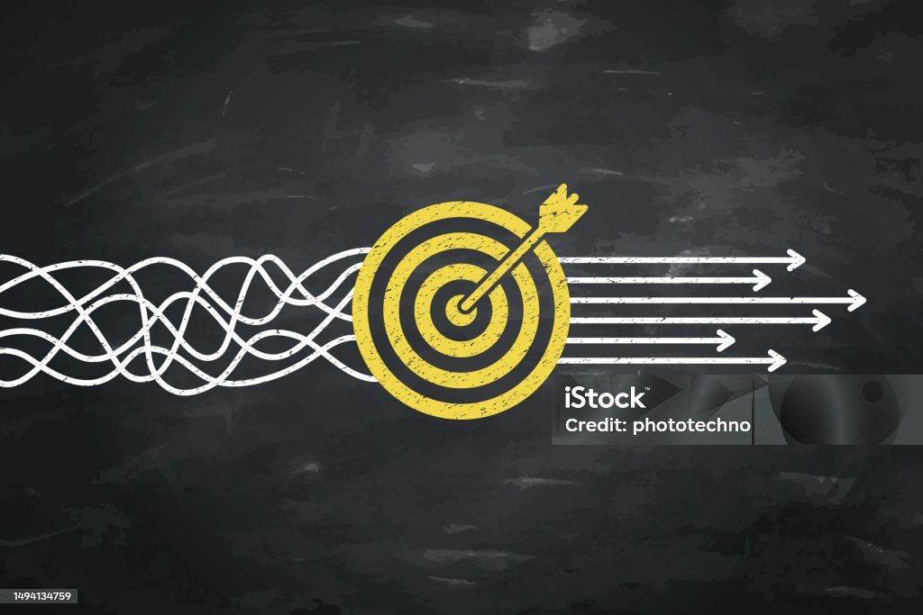 Goal Solution Concepts On Blackboard Background Stock Illustration