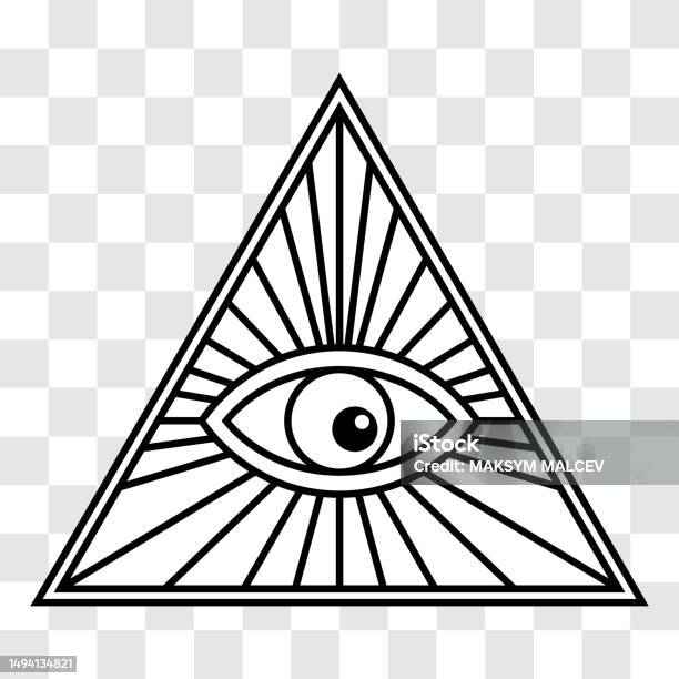 Lœil Qui Voit Tout Œil Dans Un Triangle Illustration Vectorielle Isolée