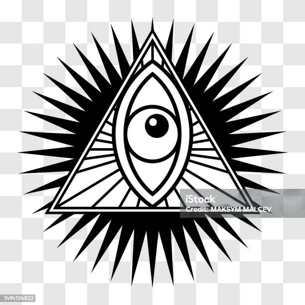 Lœil Qui Voit Tout Œil Dans Un Triangle Illustration Vectorielle Isolée