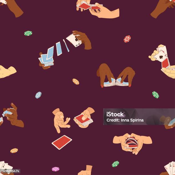 Pola Mulus Tangan Pemain Ilustrasi Vektor Bermain Chip Dan Kartu ... Pola Mulus Tangan Pemain Ilustrasi Vektor Bermain Chip Dan Kartu ...