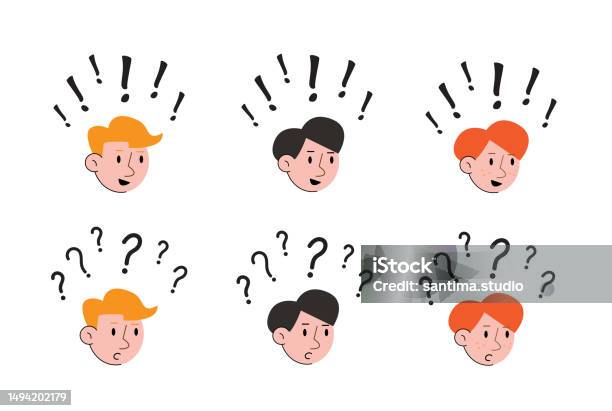 Personnes Avec Point Dexclamation Et Points Dinterrogation Illustration