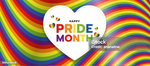 Happy Pride Month And Heart Pride Signs In Heart Banner On Waving