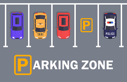 Outdoor Auto Park Public Parking Lot City Transport Services Vector