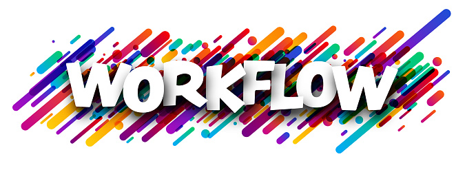 Ilustración De Signo De Flujo De Trabajo Sobre El Fondo De Pinceladas