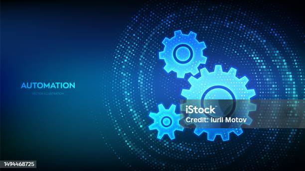 Automation Software Background Gears Icons Made With Binary Code Iot