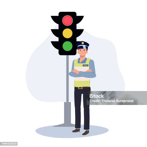 Konsep Kontrol Lalu Lintas Polisi Lalu Lintas Di Dekat Lampu Lalu ... Konsep Kontrol Lalu Lintas Polisi Lalu Lintas Di Dekat Lampu Lalu ...
