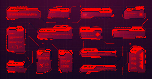 Éléments Hud Ou Ui Futuristes Rouges Zones De Texte De Linterface