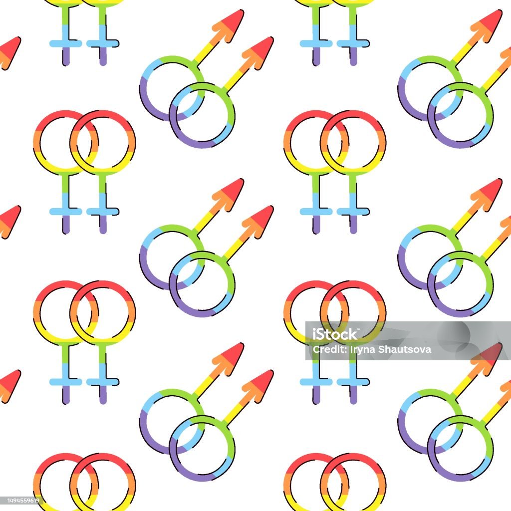 Lgbt Gender Seamless Pattern Vector Pattern With Female And Male Gender