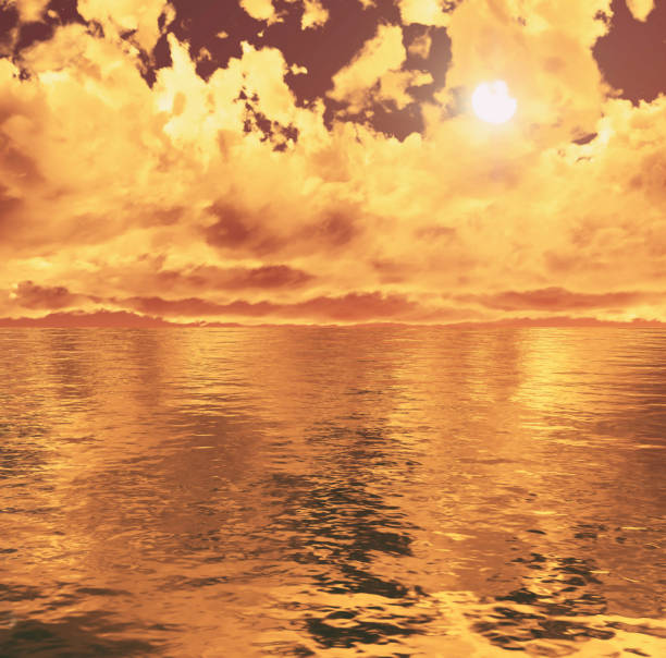 Free picture: Illustration of majestic fantasy sunset over river in valley