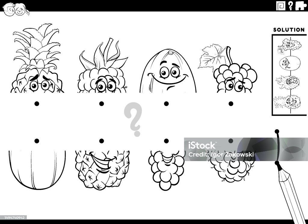 Cocokkan Separuh Permainan Dengan Halaman Mewarnai Buah Kartun ... Cocokkan Separuh Permainan Dengan Halaman Mewarnai Buah Kartun ...