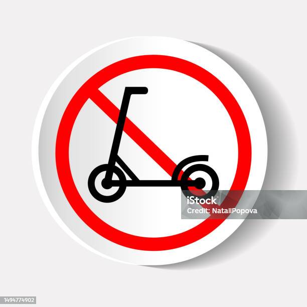 Poussez Le Panneau Dinterdiction De Scooter Aucun Symbole Isolé Sur Le