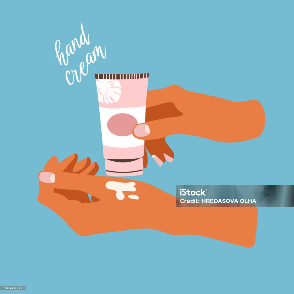 Hands With Creamthe Hand Squeezes And Pours The Creamy Lotion From The