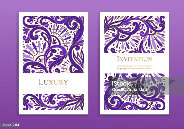 Conception De Carte Dinvitation De Luxe Avec Motif Dornement Vectoriel