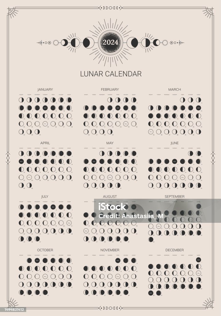 Kalender Lunar Perencana Siklus Bulanan Bulan Untuk Templat Tahun 2024 ... Kalender Lunar Perencana Siklus Bulanan Bulan Untuk Templat Tahun 2024 ...