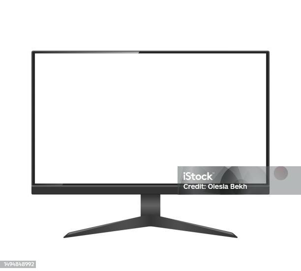 Mockup Vektor Monitor Komputer Template Pc Dengan Layar Kosong