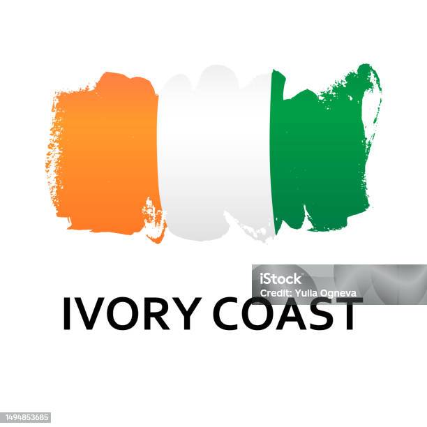 National Symbol Flag Of Ivory Coast Isolated On White Background