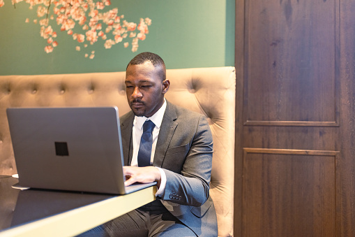 Focused Professional Engages In Remote Work Leveraging Frankfurts ... Focused Professional Engages In Remote Work Leveraging Frankfurts ...
