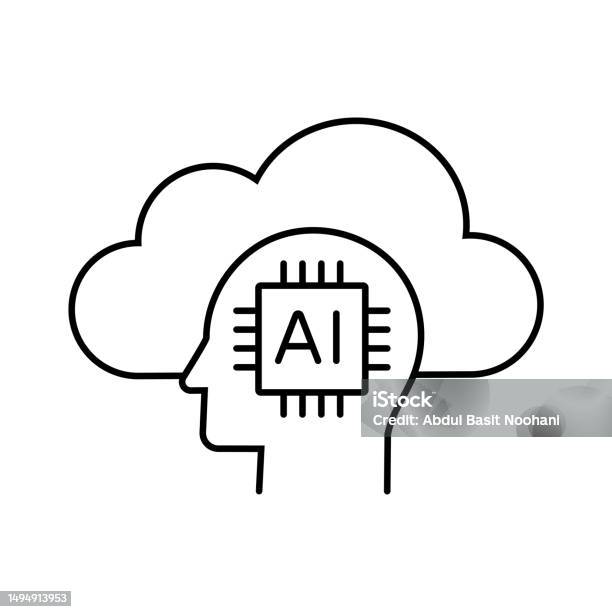 Cloud Computing With Ai Icon Mengilustrasikan Konsep Komputasi Awan Dan