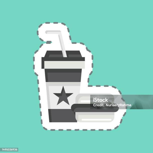 Garis Stiker Memotong Makanan Cepat Saji Terkait Dengan Simbol Taman