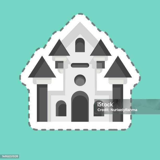 Garis Stiker Memotong Rumah Hantu Terkait Dengan Simbol Taman Hiburan