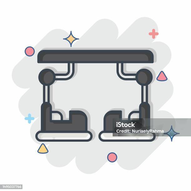 Icône Bumper Car Lié Au Symbole Du Parc Dattractions Style Comique