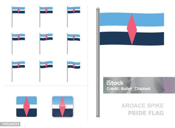 Aroace Spike Pride Flag Waving Animation App Icon Vector Stock