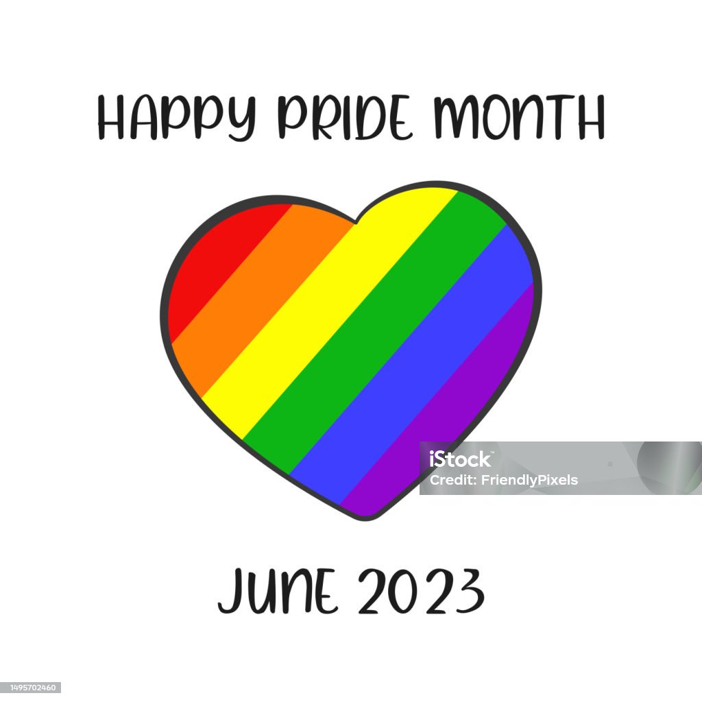 Lgbt Happy Pride Month June 2023 And Heart In Rainbow Colors Stock