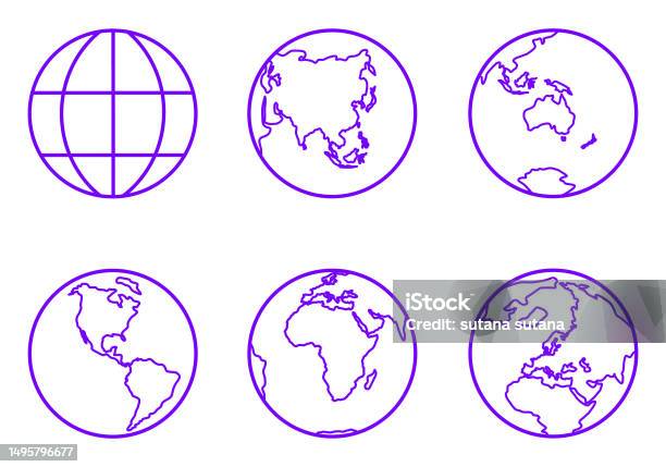Jeu Dicônes De La Carte Du Globe Bleu Vecteurs Libres De Droits Et Plus