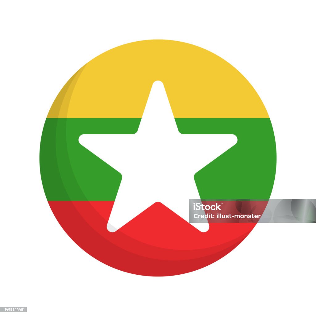 Bendera Myanmar Bulat Modern Vektor Ilustrasi Stok Unduh Gambar Sekarang Asia Asia Pasifik