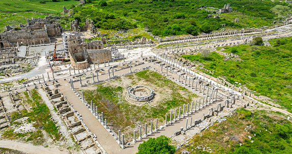 Aerial View Of Antalya Perge Ancient City Amphitheater Historical Site ... Aerial View Of Antalya Perge Ancient City Amphitheater Historical Site ...