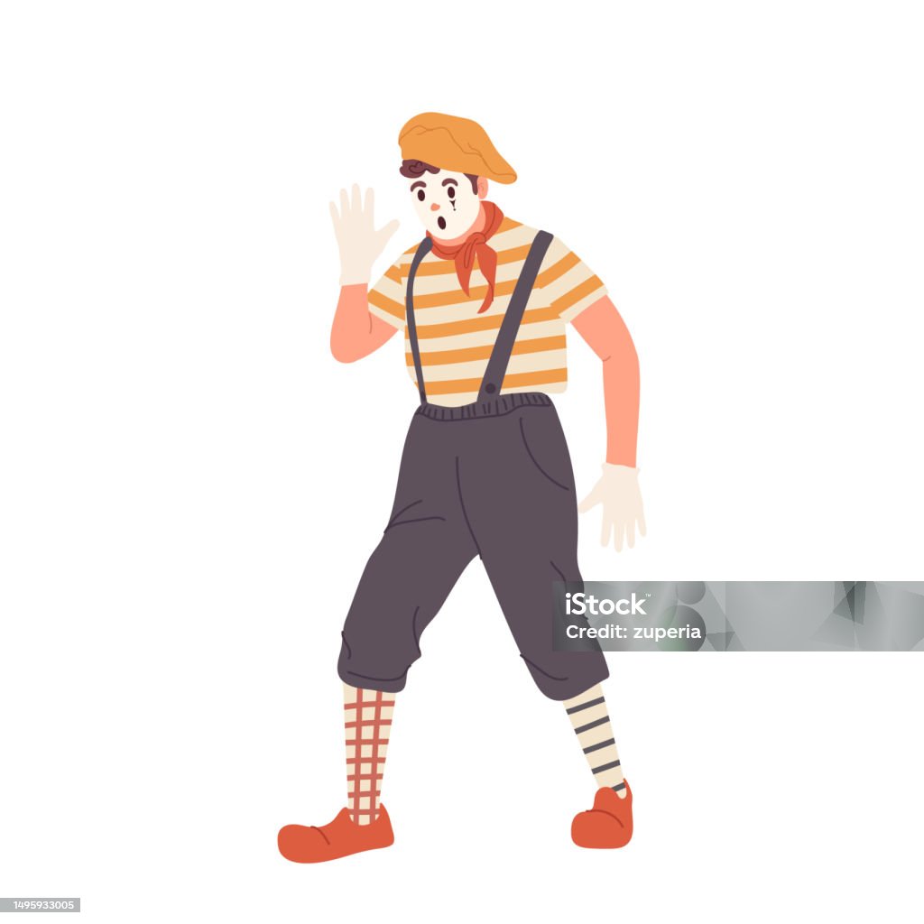 Ilustración De Actor De Mimo Sin Palabras Aislado Personaje Masculino