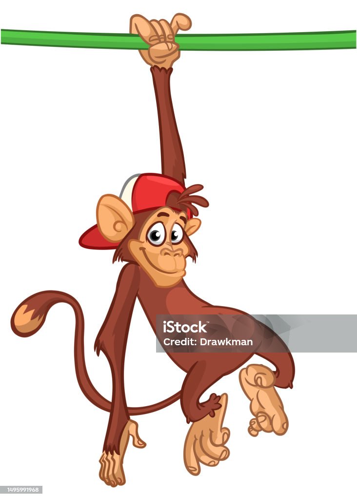 Kartun Simpanse Monyet Lucu Ilustrasi Vektor Desain Karakter Monyet