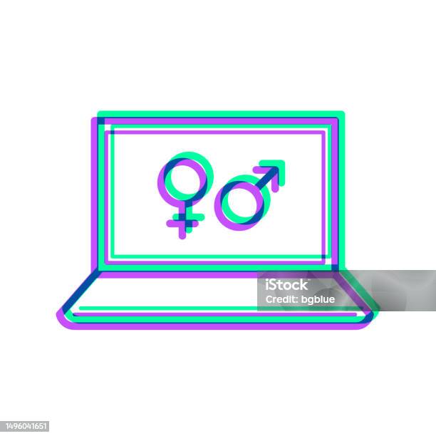 Ordinateur Portable Avec Des Symboles De Genre Icône Avec Superposition