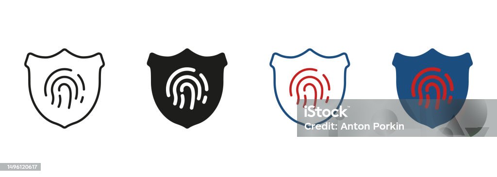 Koleksi Simbol Identifikasi Biometrik Piktogram Perlindungan Privasi