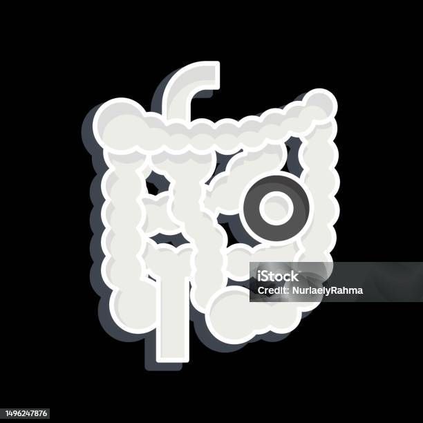 Icône Intestins Lié Au Symbole Body Ache Style Brillant Conception