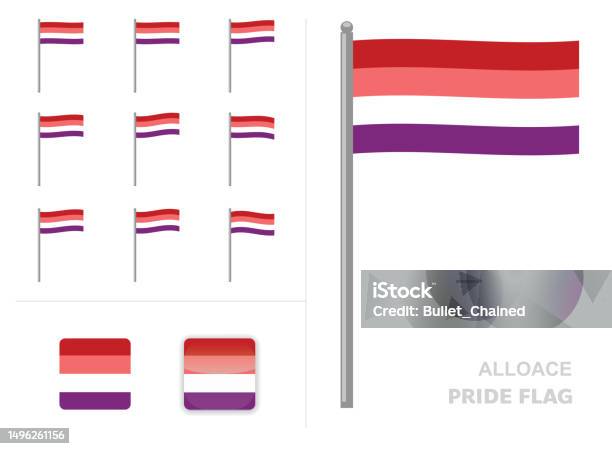 Alloace Pride Flag Waving Animation App Icon Vector Stock Illustration