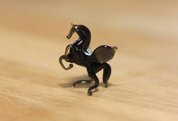 Free picture: Black pegasus stallion from Greek mythology running in fog