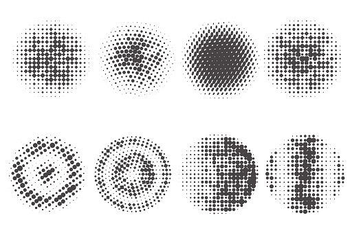 Circle Dots With Halftone Pattern Round Gradient Background Elements With Gradation Points