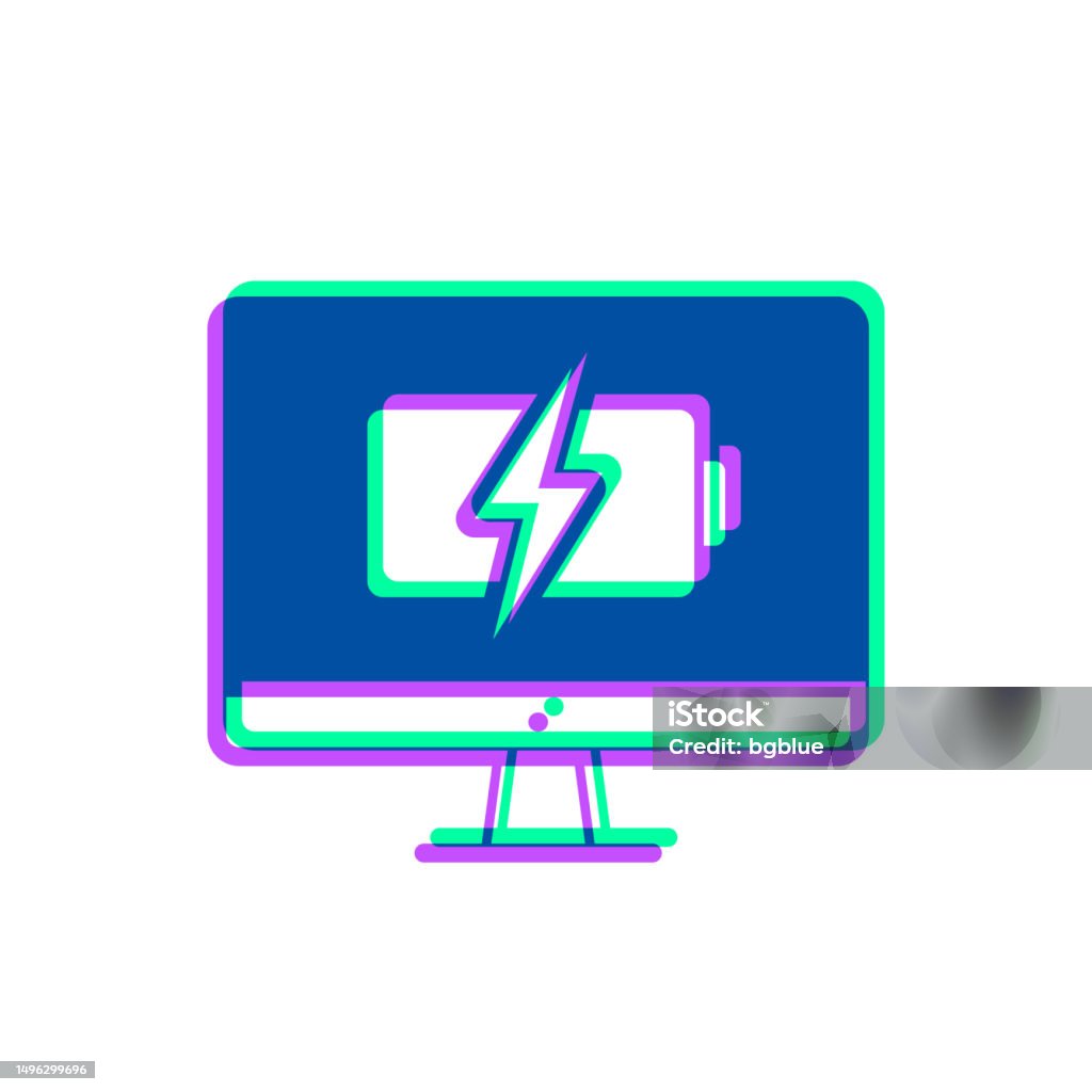 Ordinateur De Bureau Avec Symbole De Charge De Batterie Icône Avec