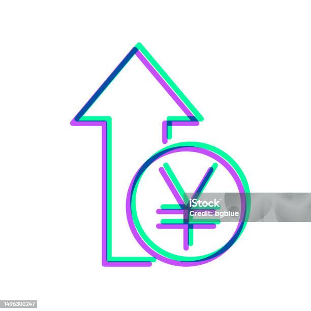 Augmentation Du Yen Icône Avec Superposition De Deux Couleurs Sur Fond