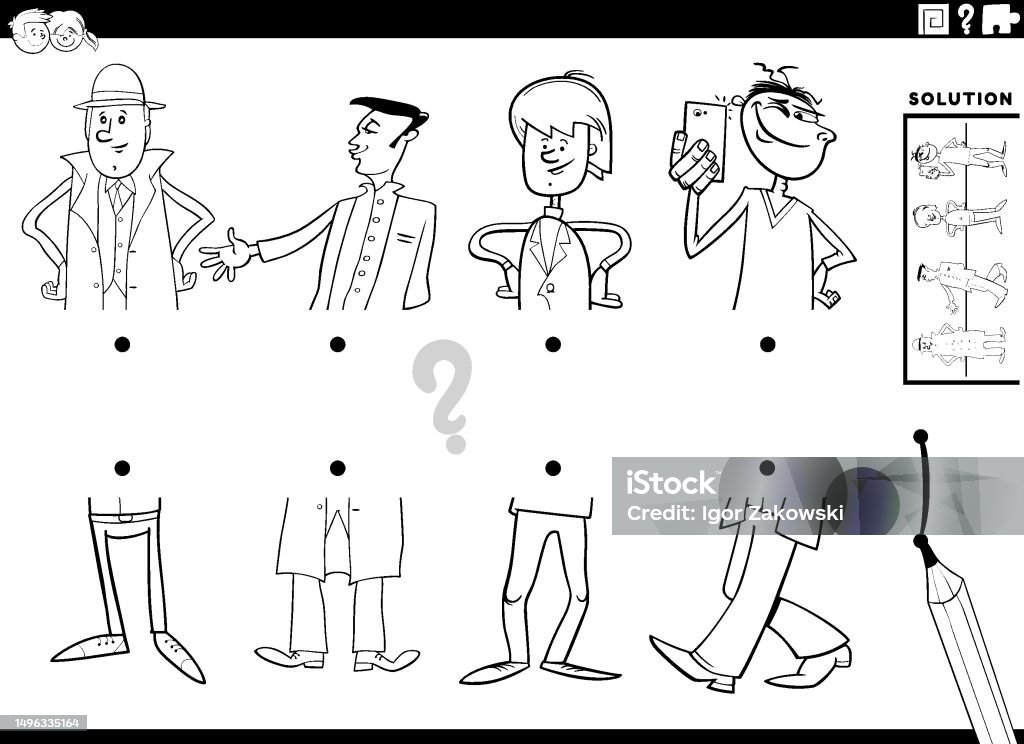 Cocokkan Separuh Aktivitas Dengan Halaman Mewarnai Karakter Pria Kartun ... Cocokkan Separuh Aktivitas Dengan Halaman Mewarnai Karakter Pria Kartun ...
